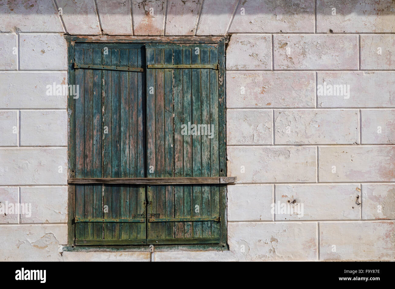 Old window on a colonial facade in Colonia del Sacaramento, Uruguay ...
