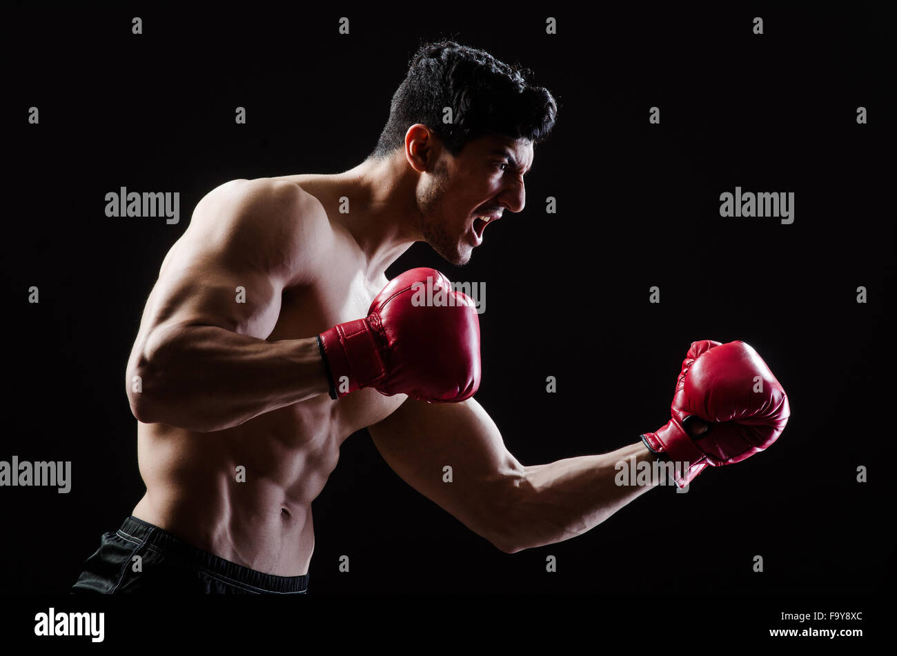 Muscular man in boxing concept Stock Photo - Alamy