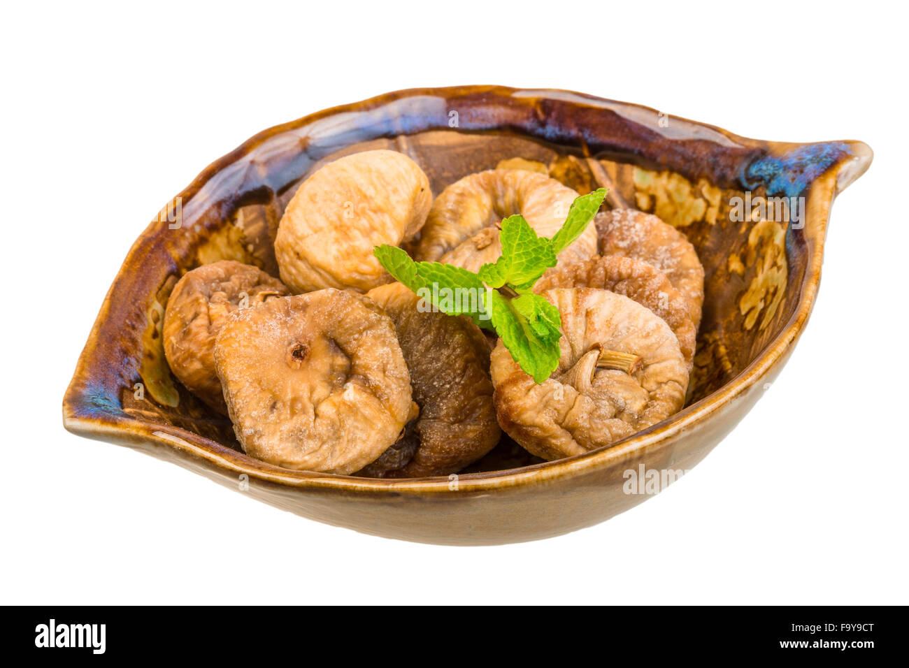 Dried Fig with mint isolated Stock Photo - Alamy