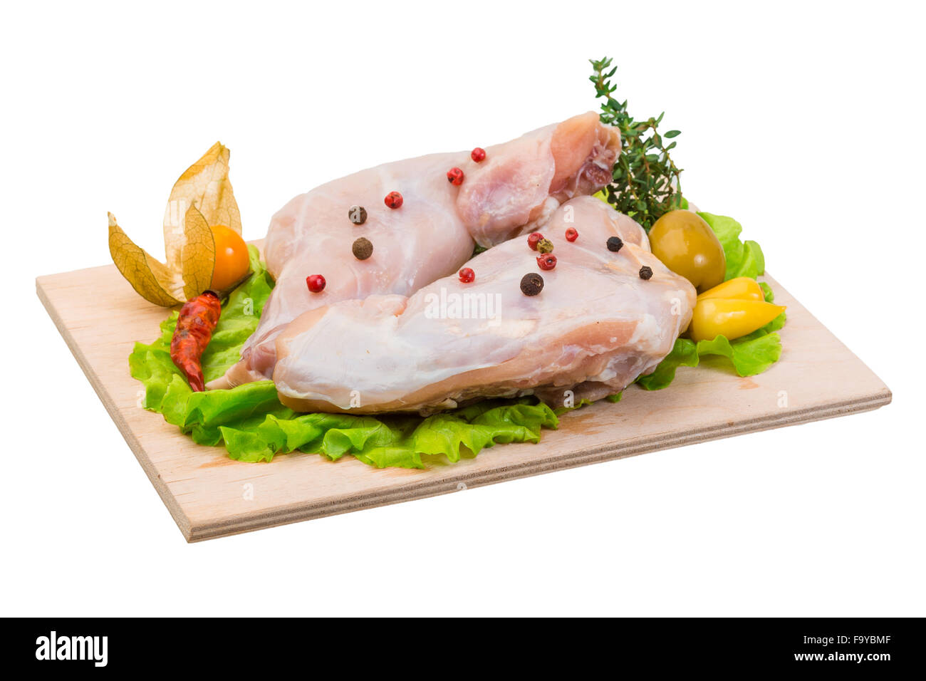 Raw rabbit meat with herbs and spices Stock Photo - Alamy