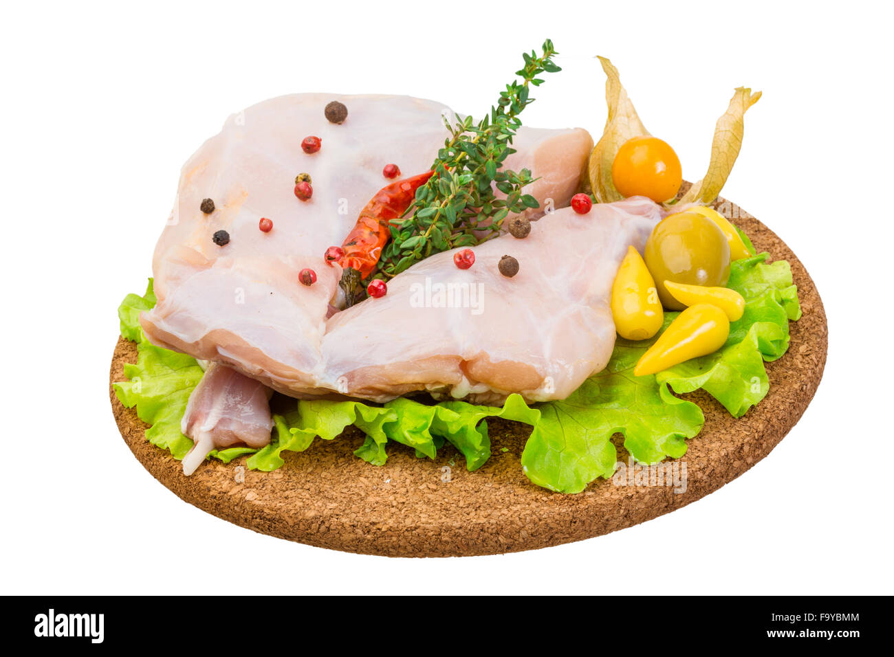 Raw rabbit meat with herbs and spices Stock Photo - Alamy