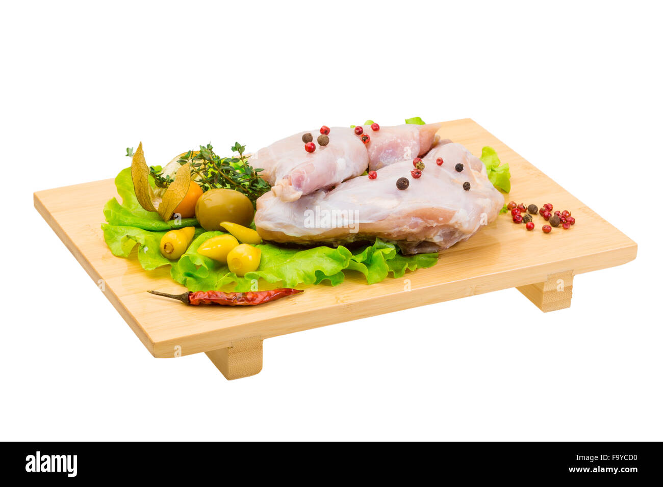 Raw rabbit meat with herbs and spices Stock Photo - Alamy