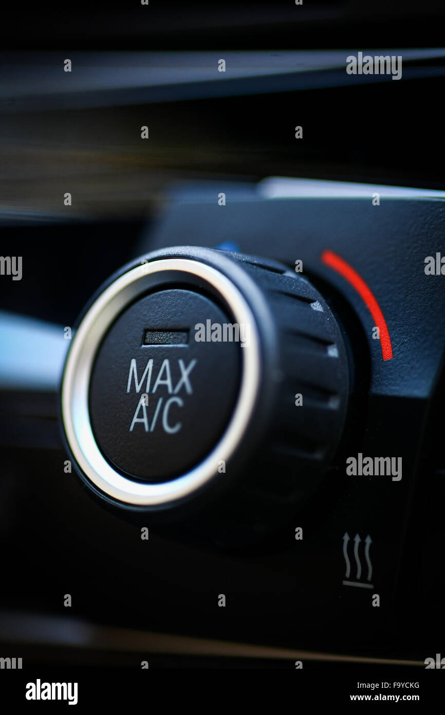 Color detail with the air conditioning button inside a car Stock Photo ...