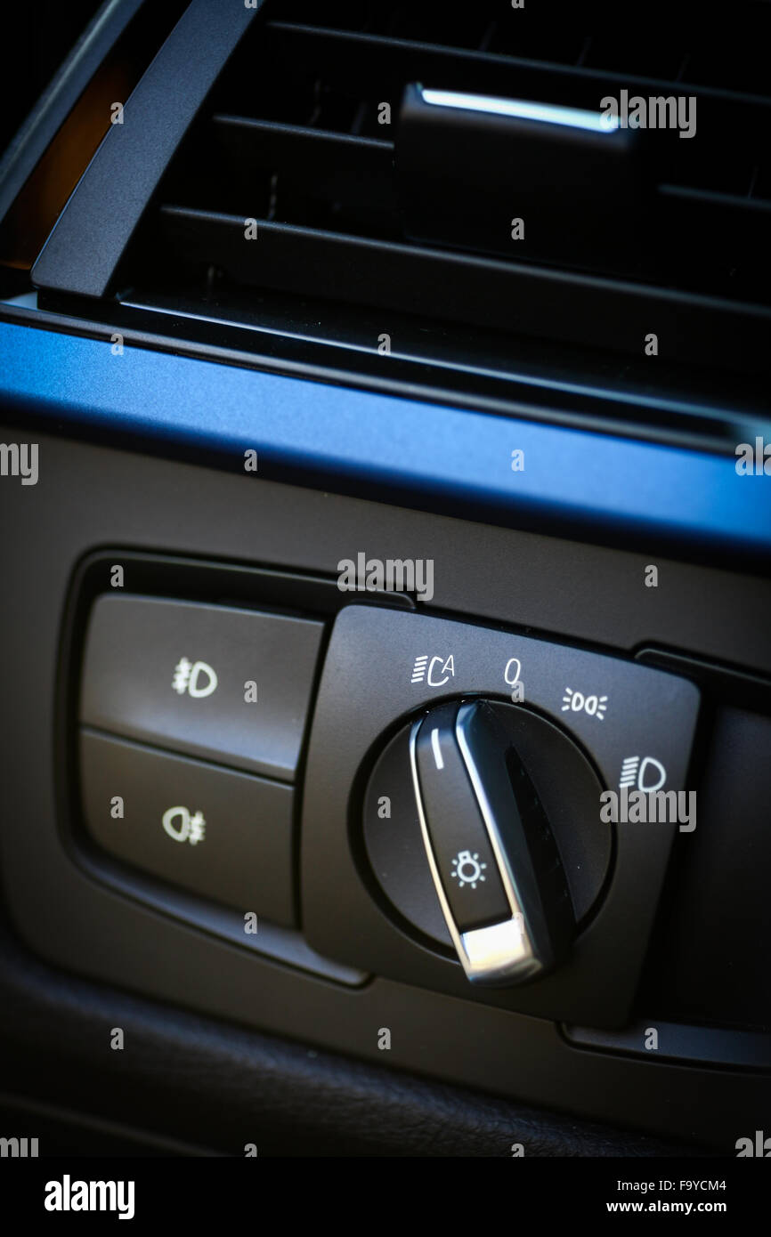 Color image of the headlights switch in a car Stock Photo - Alamy