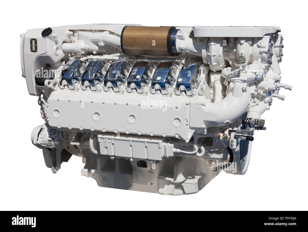 Big powerful engine. Isolated over white background Stock Photo - Alamy