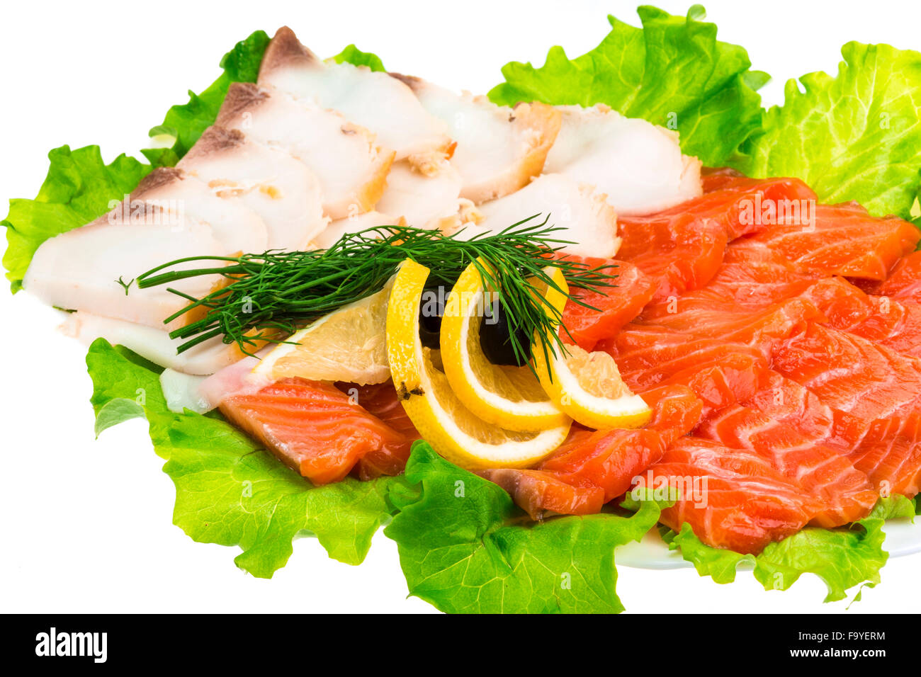 Sliced trout and sturgeon on the dish Stock Photo - Alamy