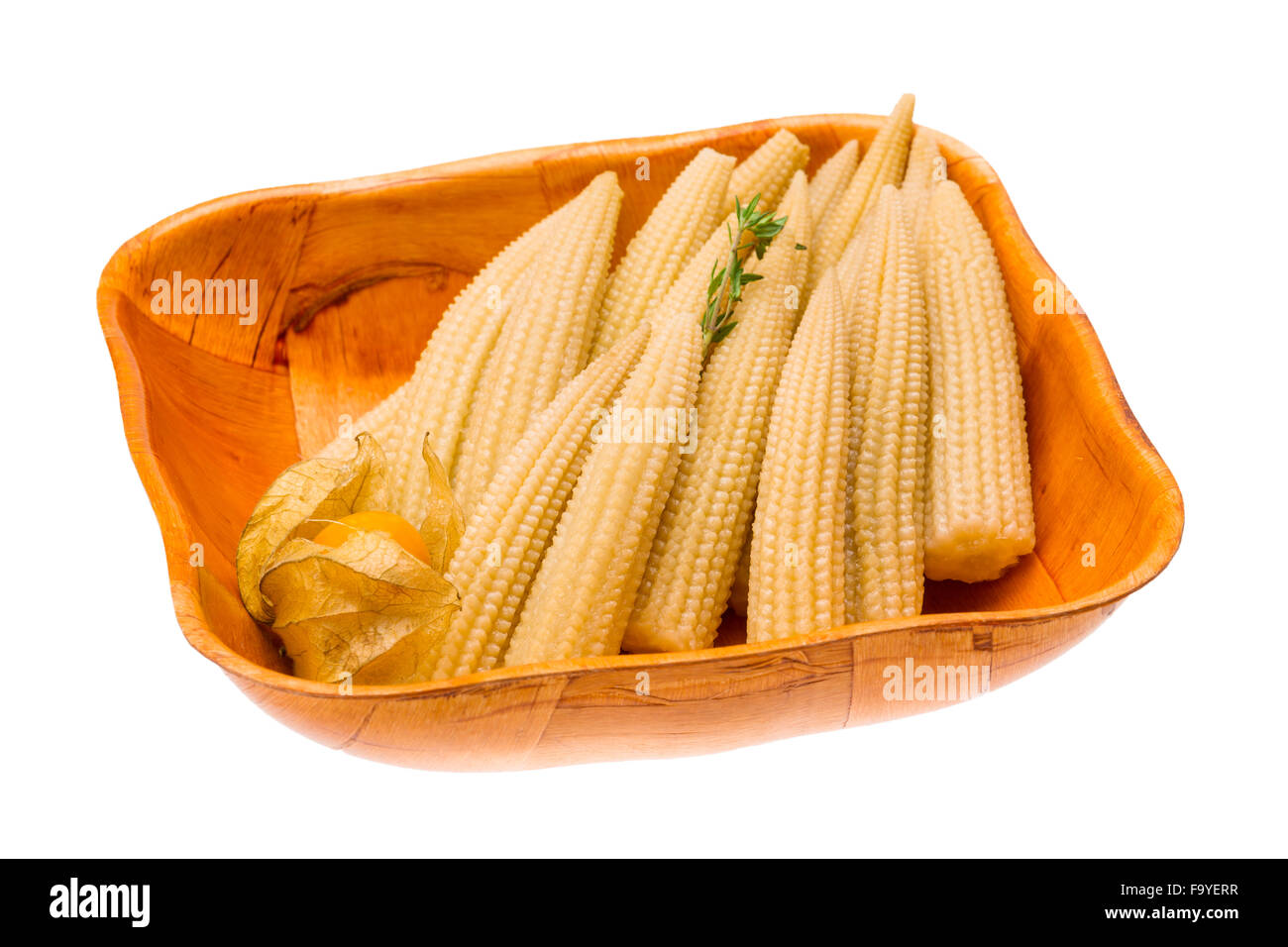 Baby corn with thyme Stock Photo - Alamy