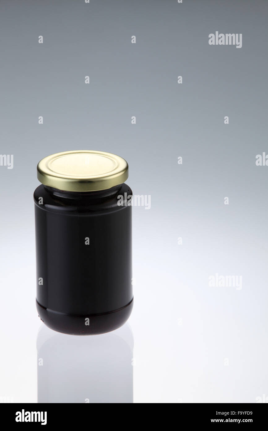 blackcurrent jam in the glass container Stock Photo - Alamy