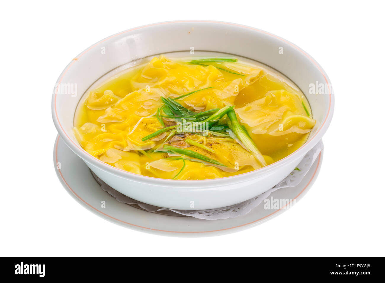 Won-ton Yellow Chinese soup with onion Stock Photo - Alamy