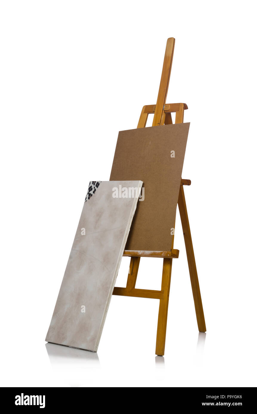 Easel isolated on the white background Stock Photo - Alamy