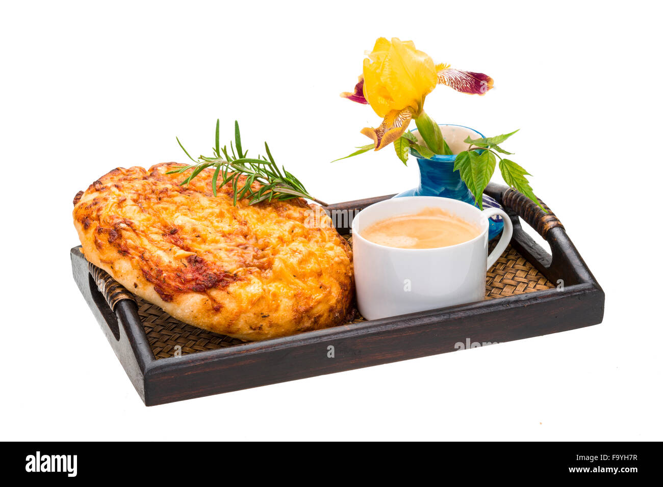 Breakfast with coffee and ciabatta isolated Stock Photo - Alamy