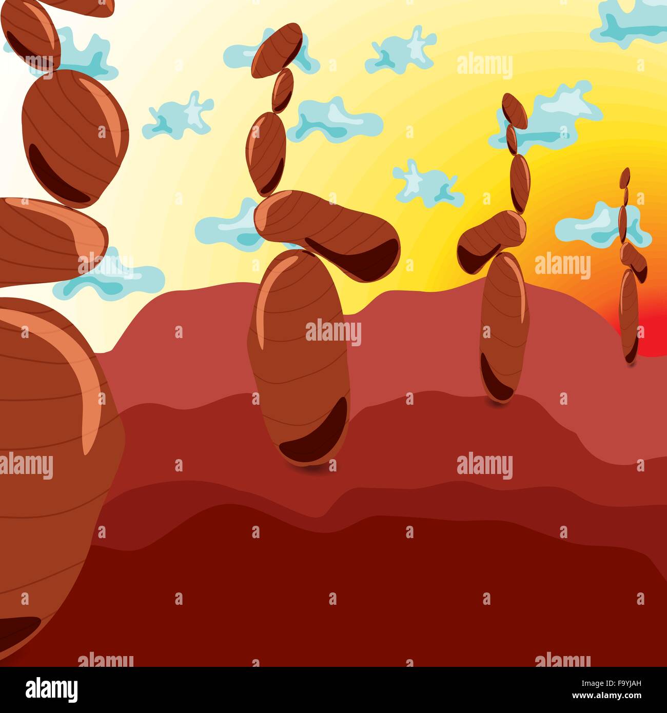 Zen Stones. Style Surrealism. Cartoon. Meditation. Landscape. Rock ...