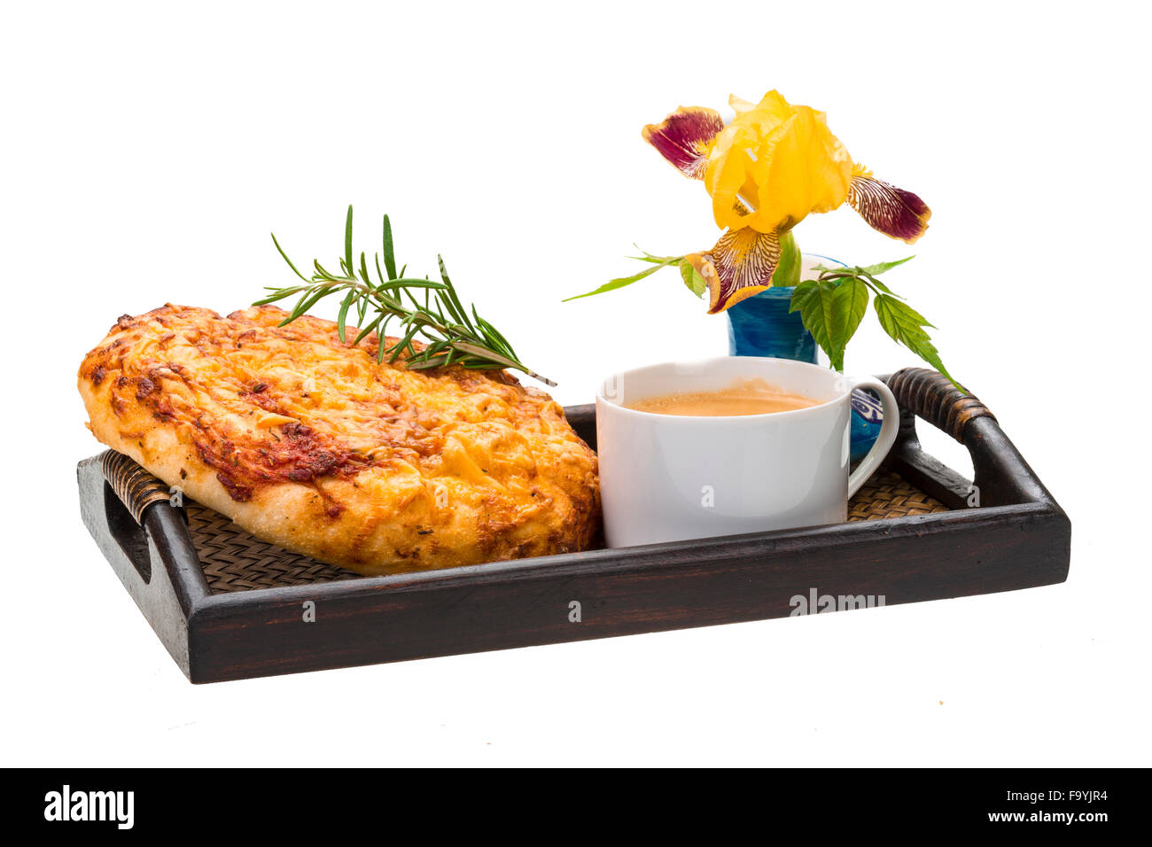 Breakfast with coffee and ciabatta isolated Stock Photo - Alamy