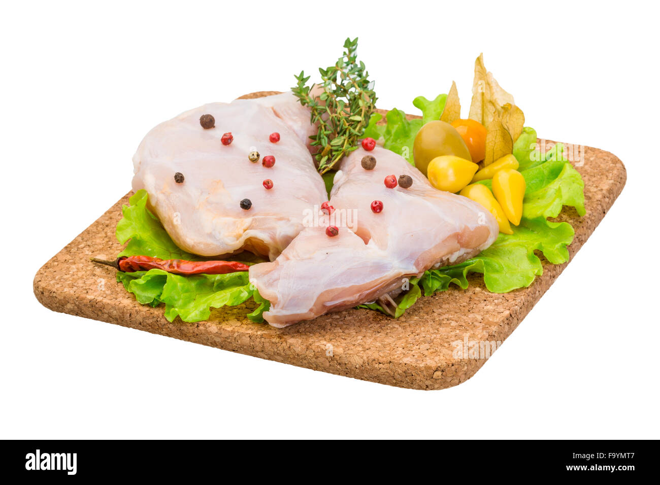 Raw rabbit meat with herbs and spices Stock Photo - Alamy