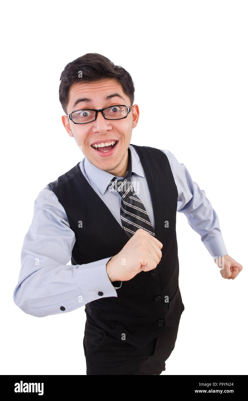 Young employee isolated on white Stock Photo - Alamy