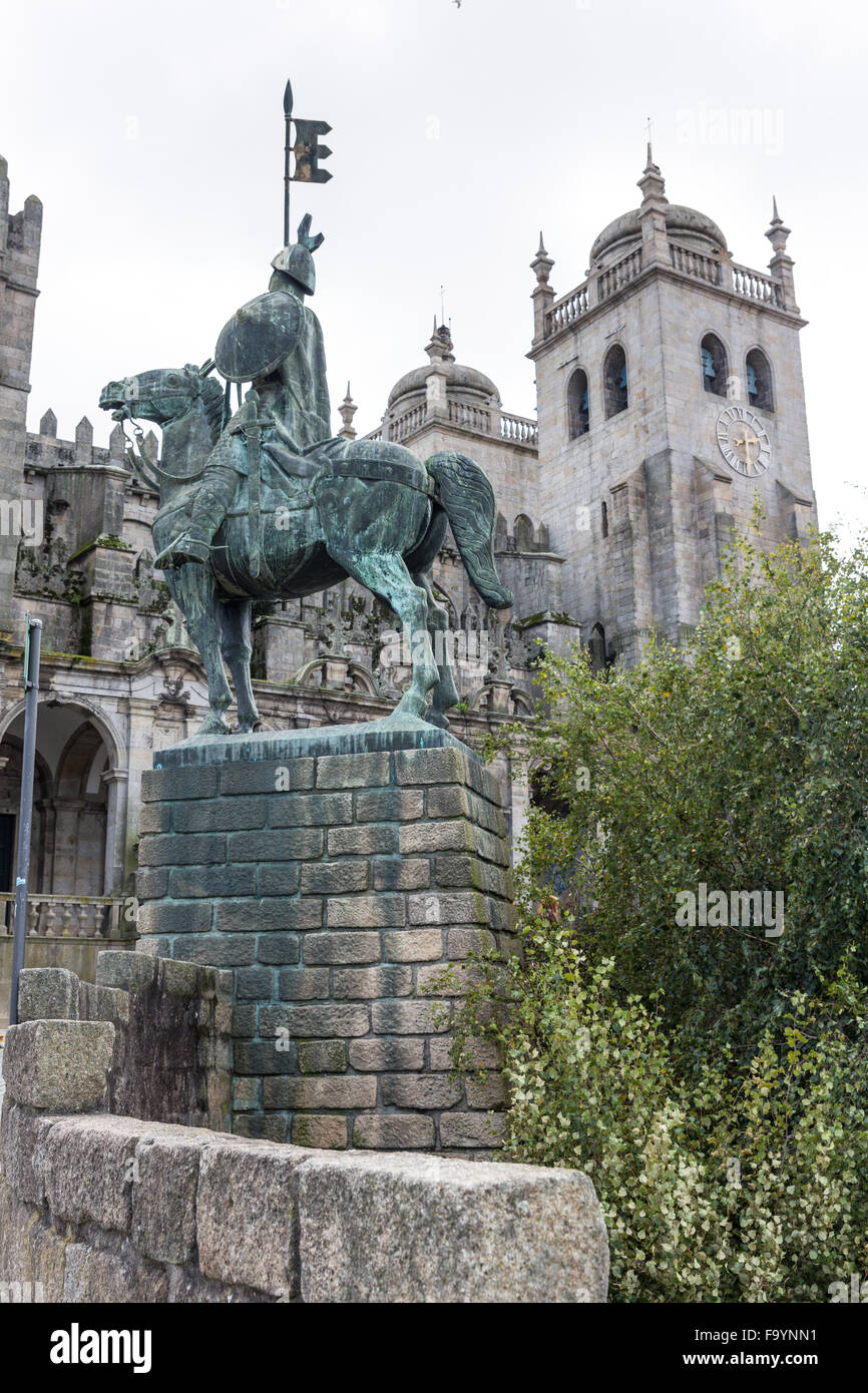 Panoramic view of the Porto Cathedral (Se Porto) - Portugal Stock Photo ...