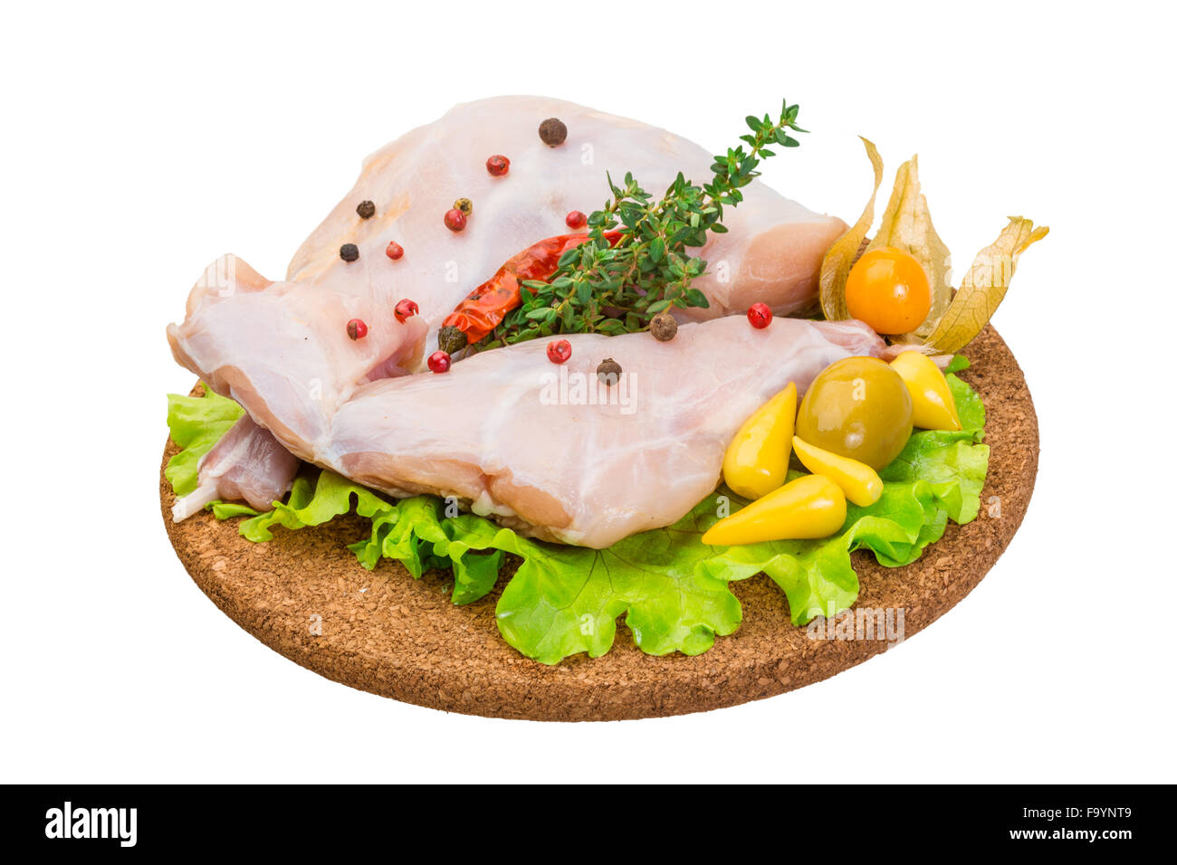 Raw rabbit meat with herbs and spices Stock Photo - Alamy