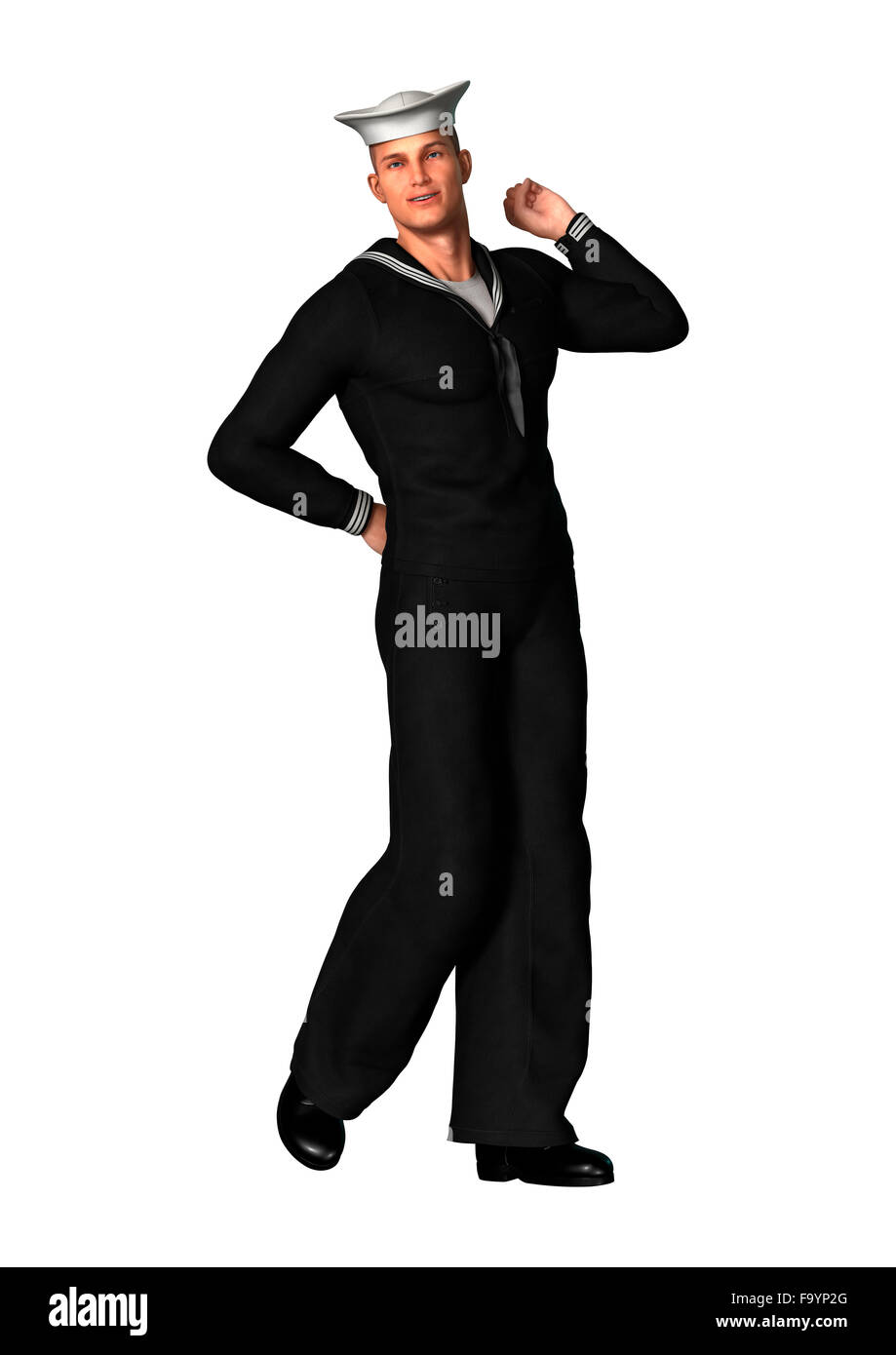 3D digital render of a young seaman isolated on white background Stock ...
