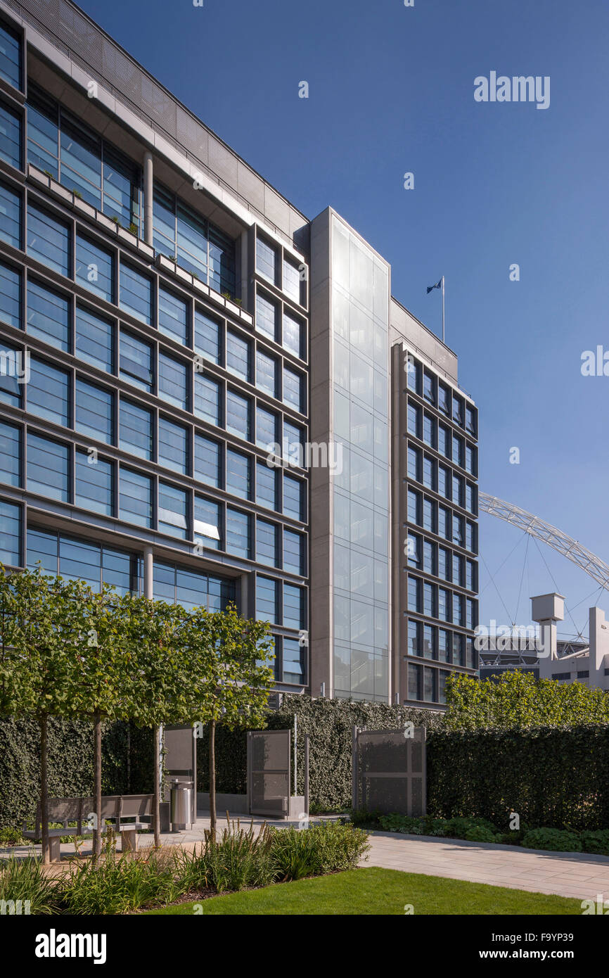 Brent Civic Centre and Wembley Library, a tall modern structure with ...