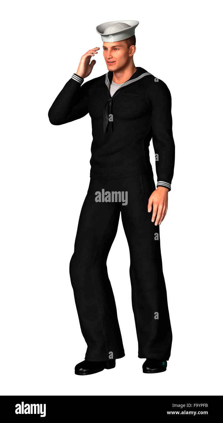 3D digital render of a young seaman isolated on white background Stock ...