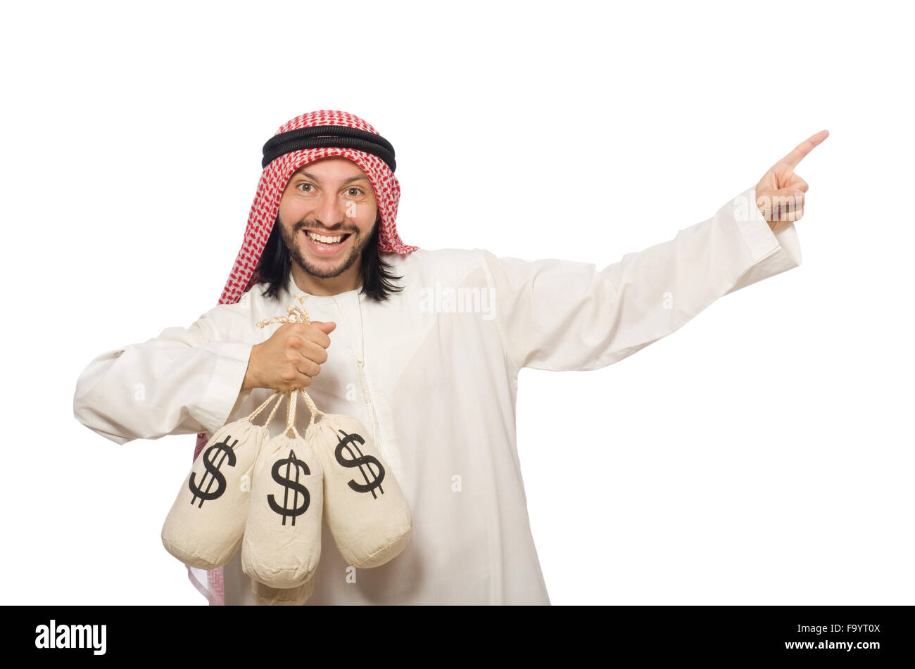 Arab businessman with sacks of money Stock Photo - Alamy
