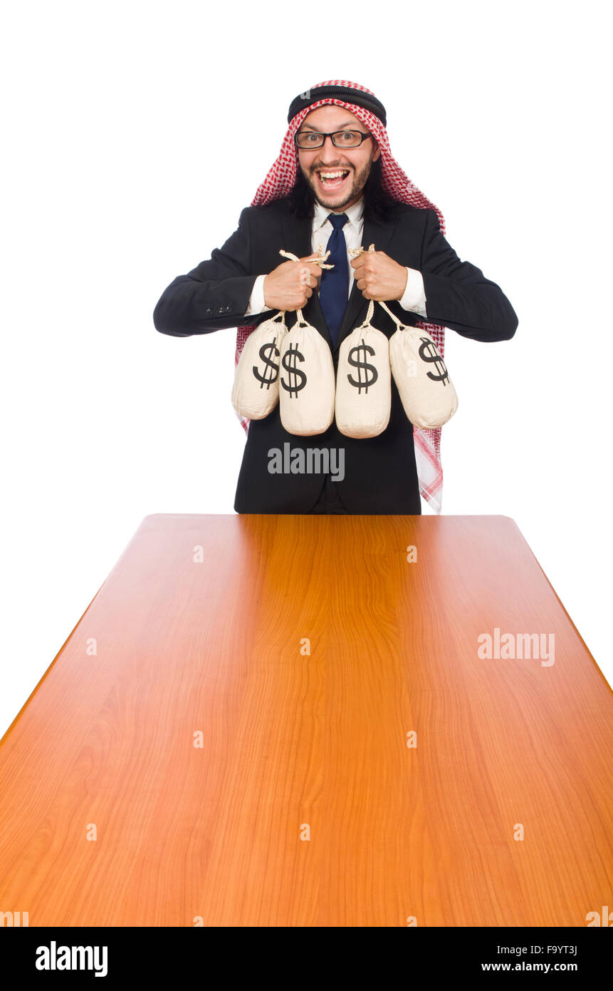 Arab businessman with sacks of money Stock Photo - Alamy