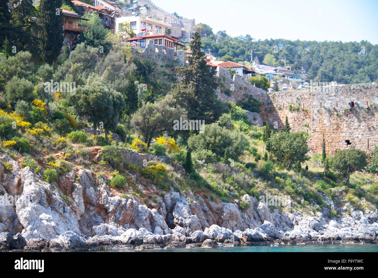 Rock and Mediterranean sea in Turkey Stock Photo - Alamy