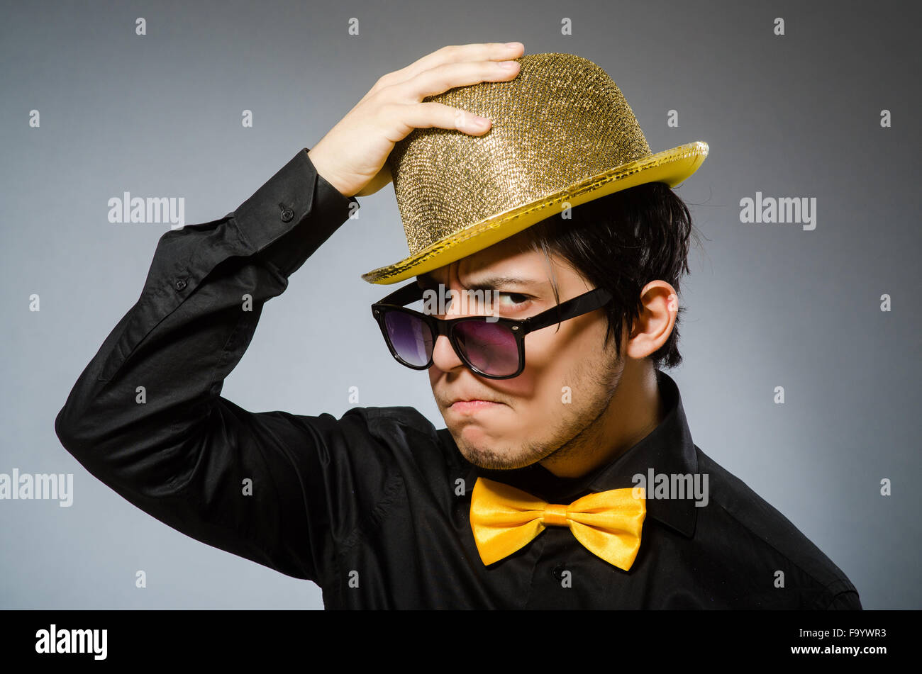 Funny man with vintage hat Stock Photo - Alamy