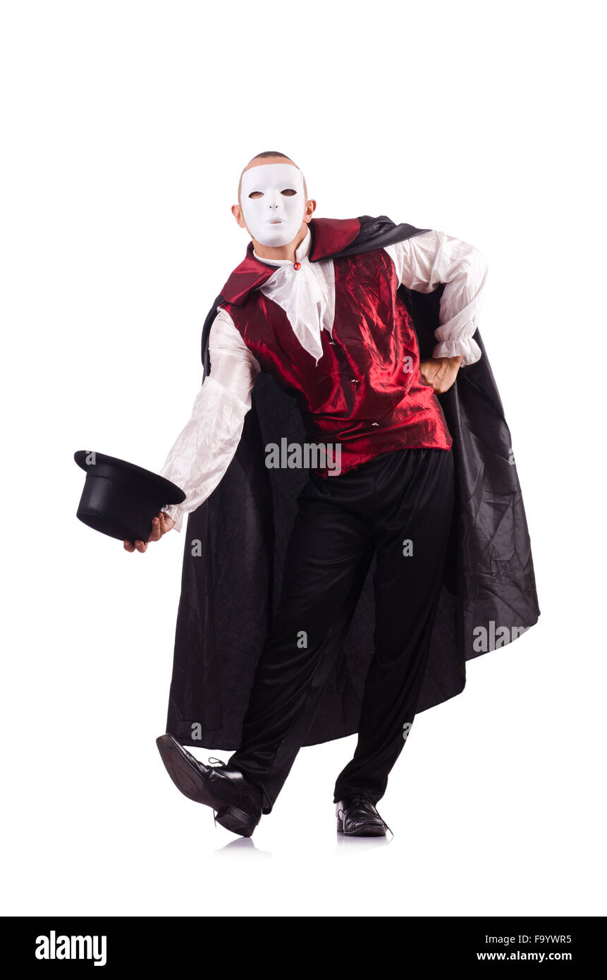 Man magician isolated on white Stock Photo - Alamy