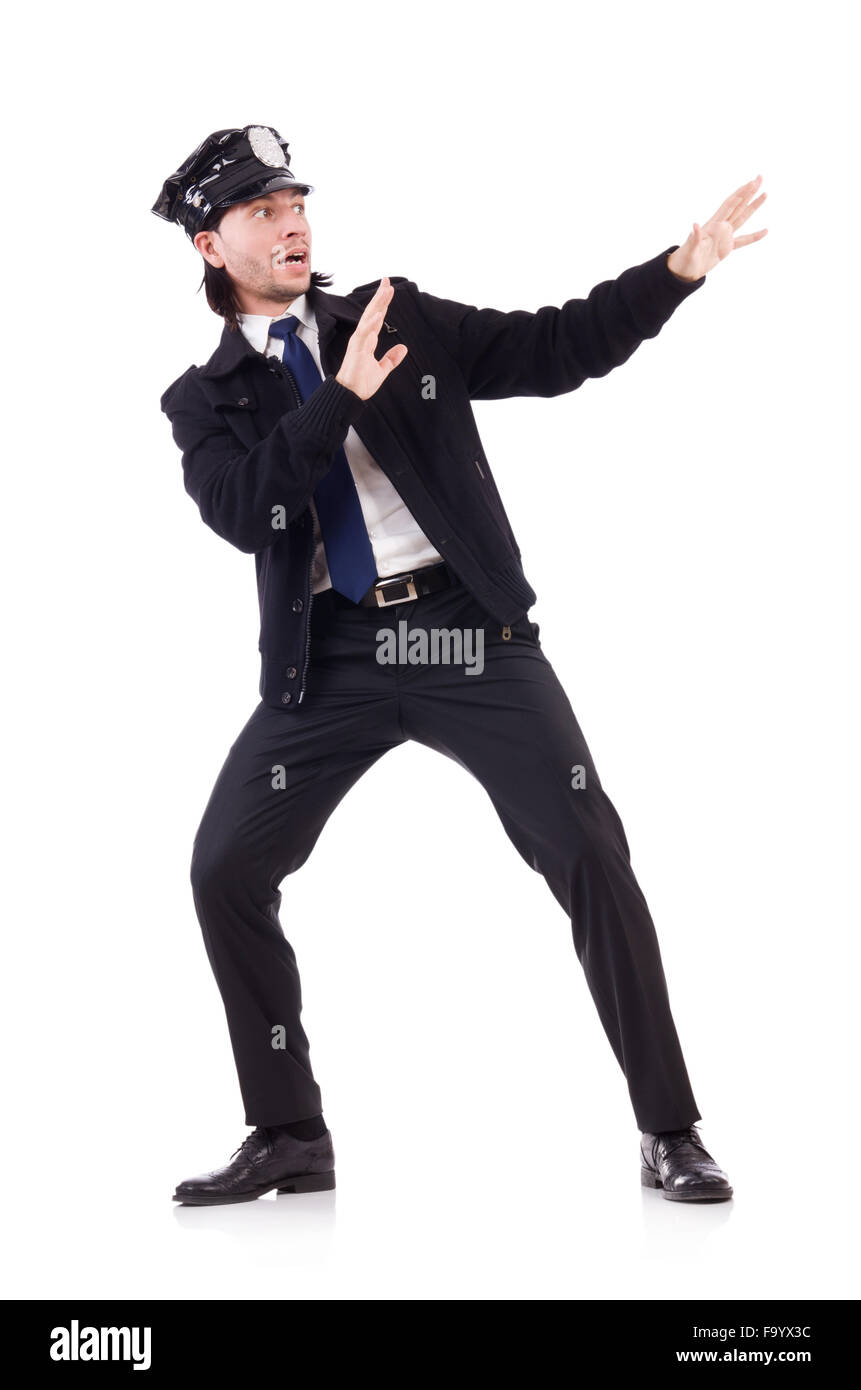 Police officer isolated on white Stock Photo - Alamy