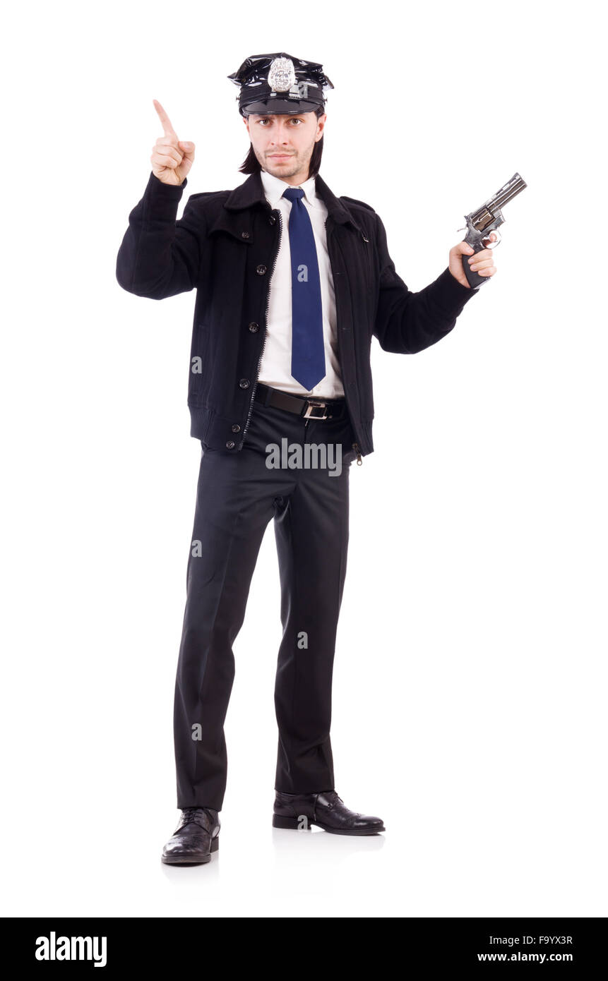 Police officer isolated on white Stock Photo - Alamy