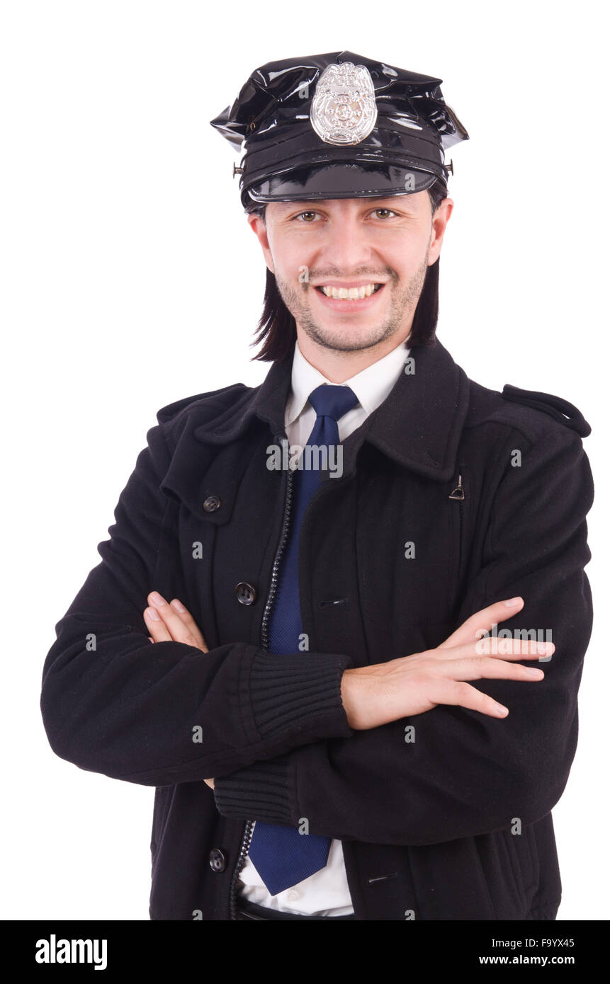 Police officer isolated on white Stock Photo - Alamy