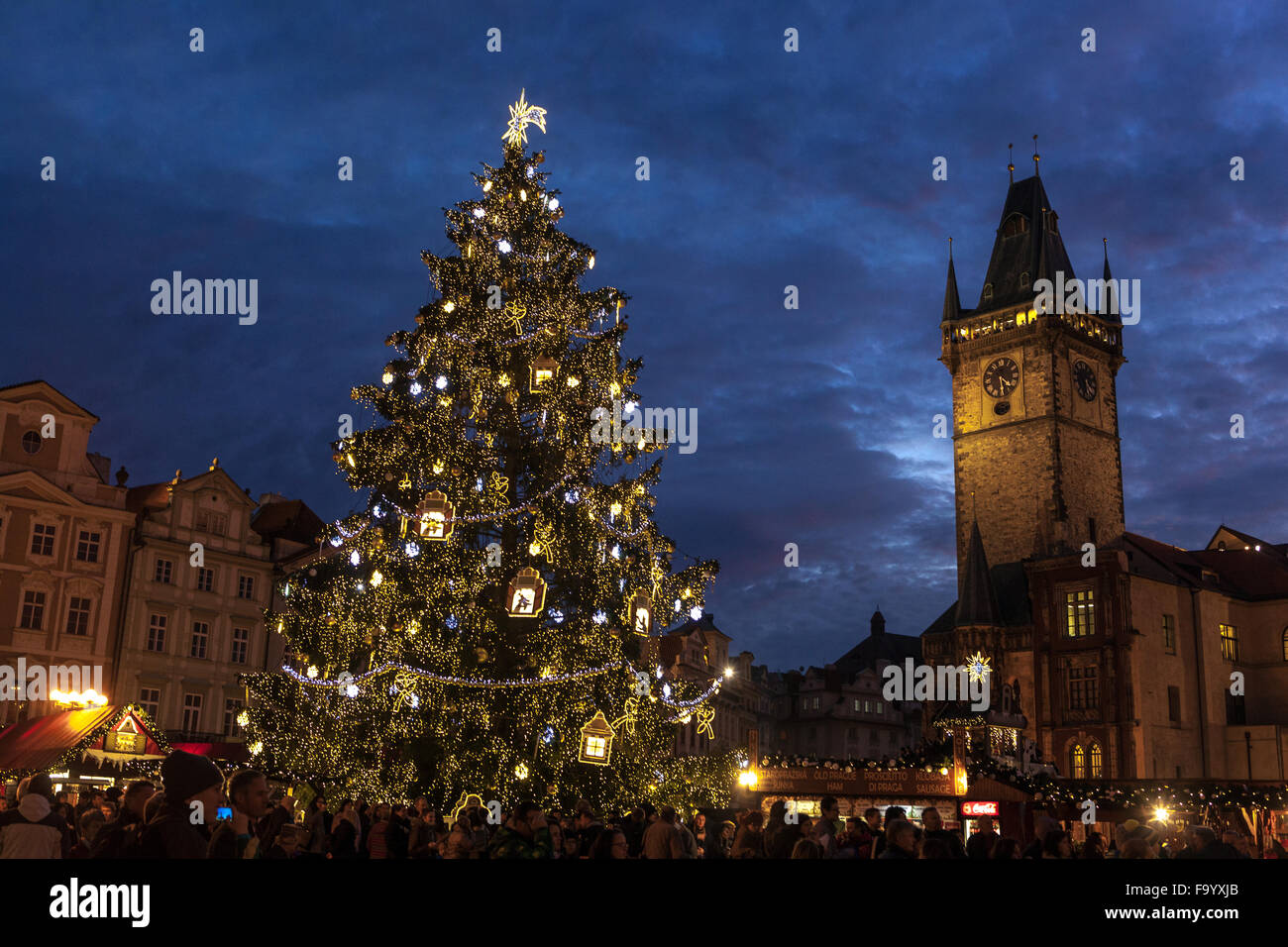 Traditional Christmas markets in Old Town Square. Prague, Czech ...