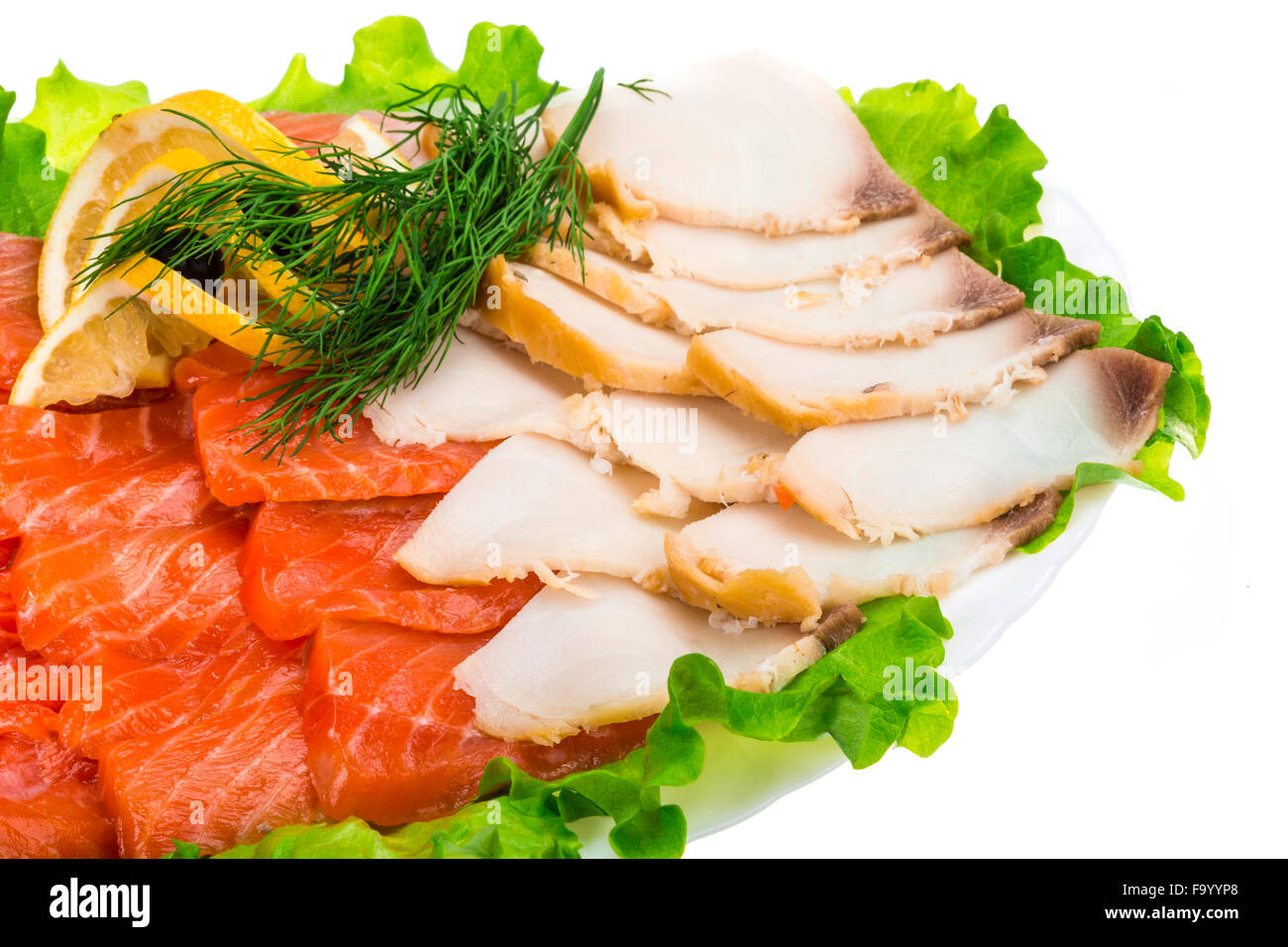 Sliced trout and sturgeon on the dish Stock Photo - Alamy