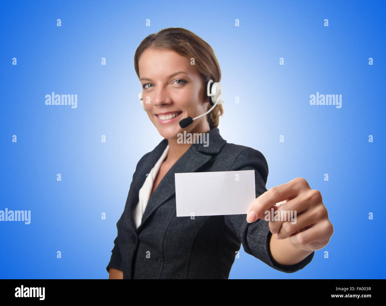 Call center operator with blank message Stock Photo - Alamy