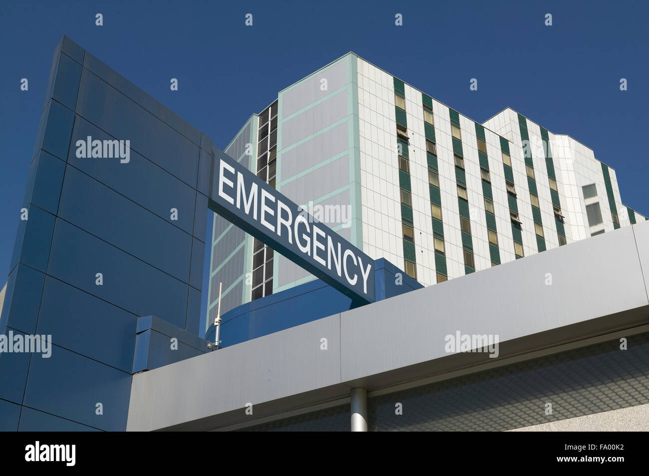 Emergency Sign on Hospital entrance against blue sky Stock Photo - Alamy