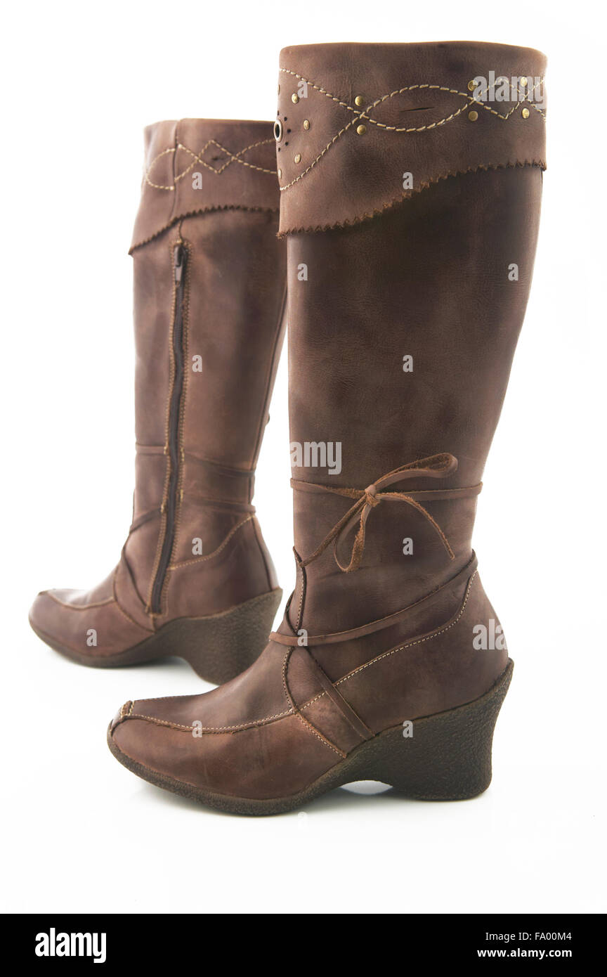 Woman leather Boot isolated on white background Stock Photo - Alamy