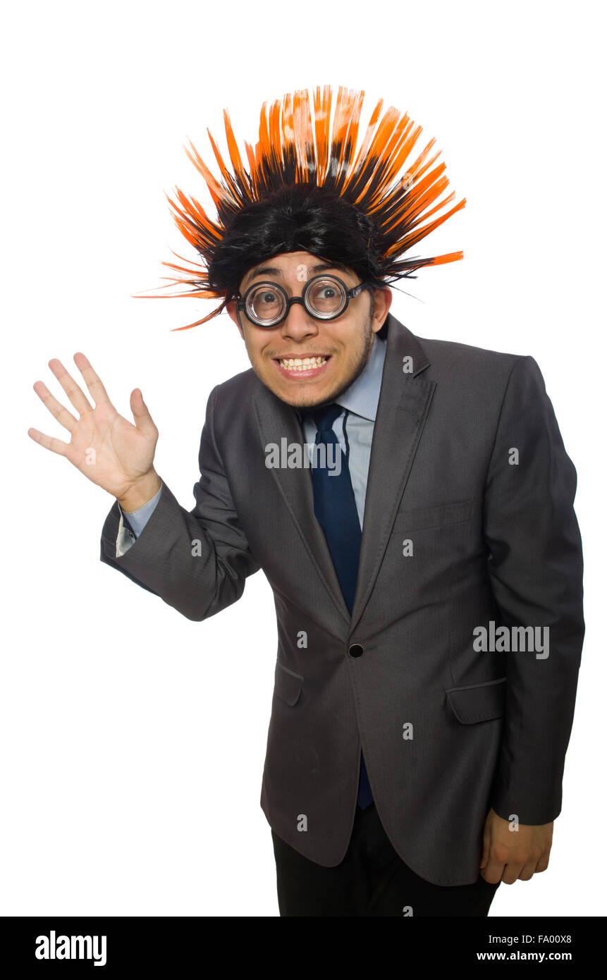 Funny man with mohawk hairstyle Stock Photo - Alamy
