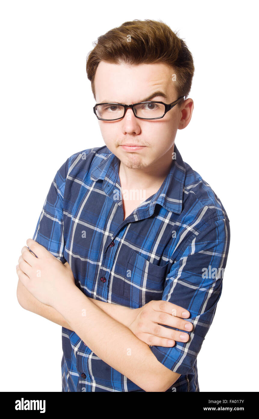 Funny student isolated on white Stock Photo - Alamy