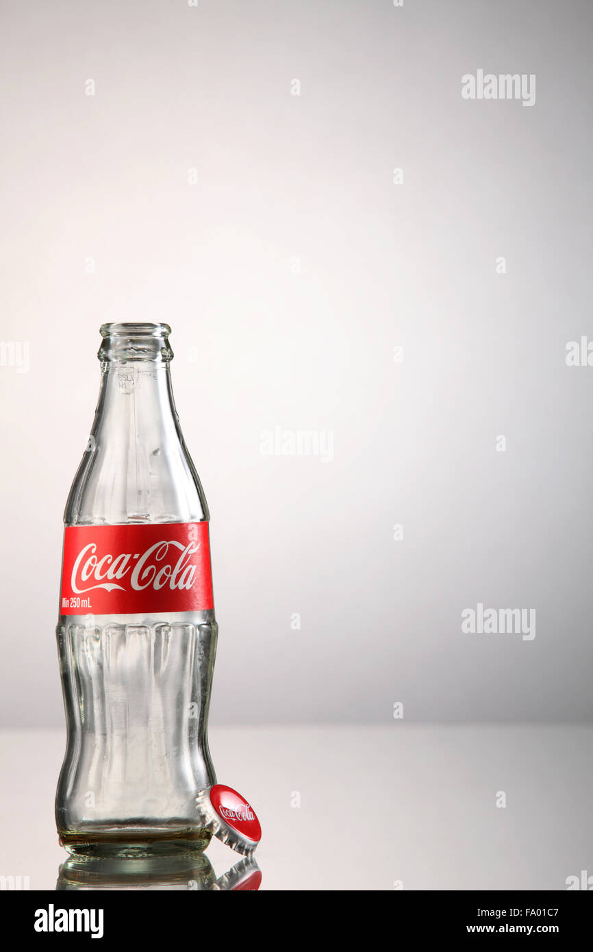 KUALA LUMPUR, MALAYSIA -May 7TH, 2015. Empty Coca Cola bottle.American ...