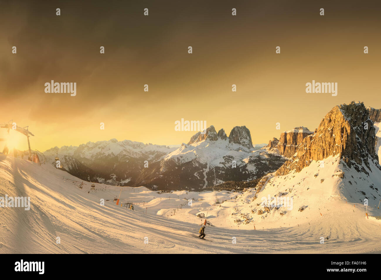 Fantastic winter landscape. Dramatic overcast sky, Italian Alps, Europe ...