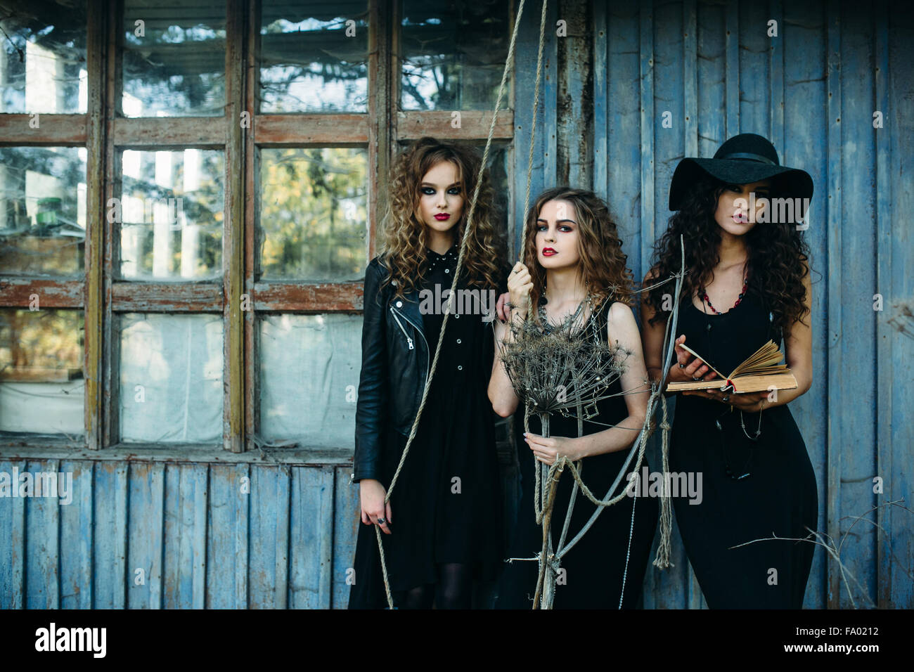 three vintage women as witches Stock Photo - Alamy