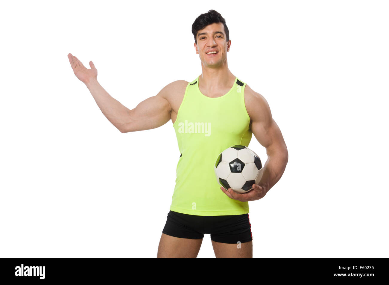 Man with football isolated on white Stock Photo - Alamy