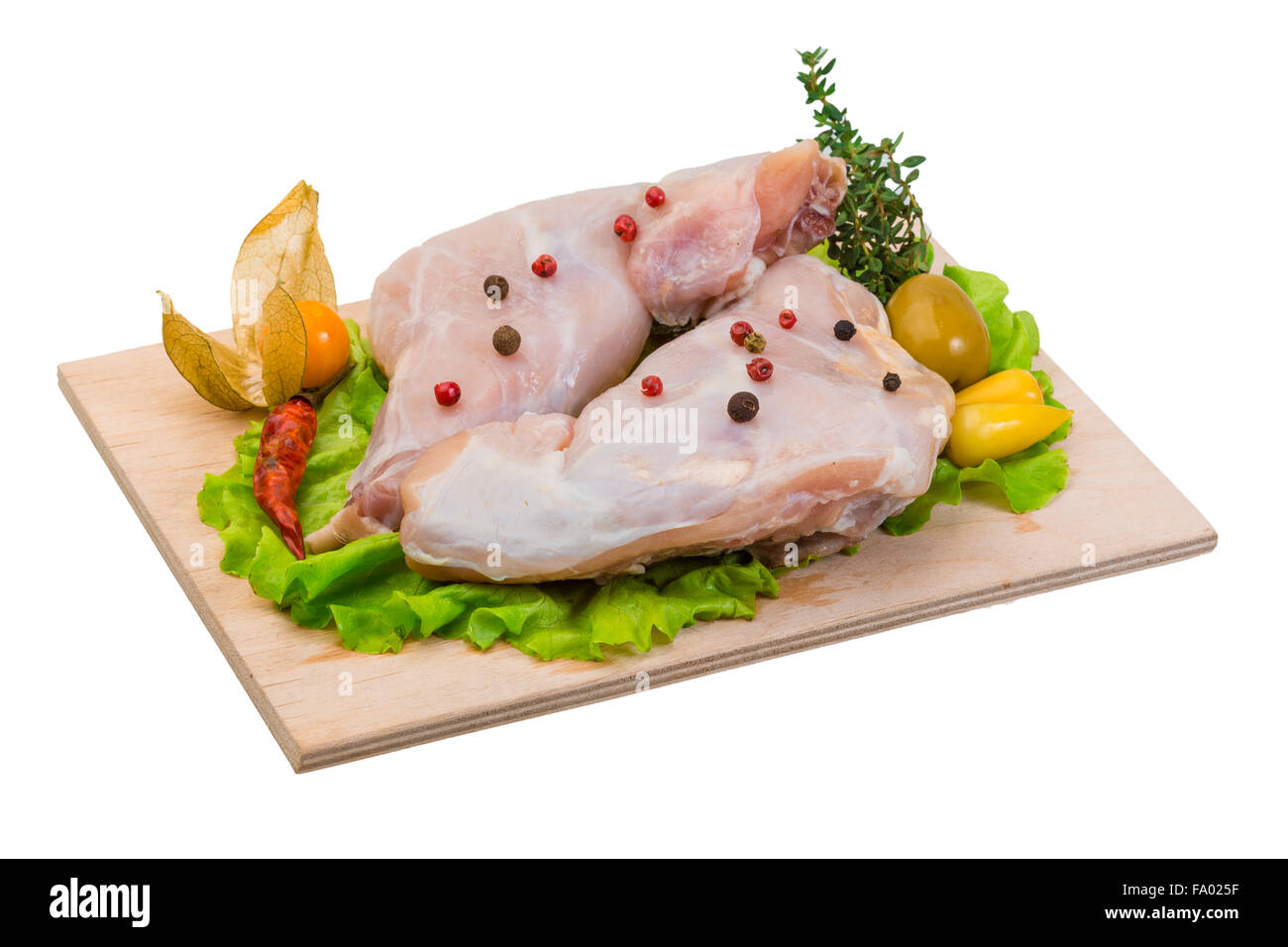 Raw rabbit meat with herbs and spices Stock Photo - Alamy