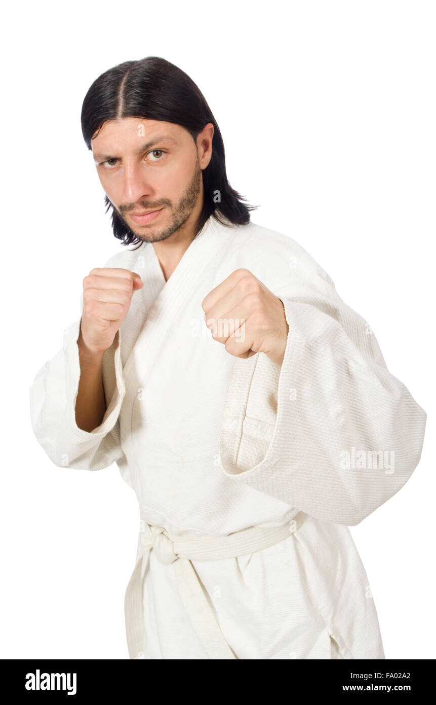 Karate fighter isolated on white Stock Photo - Alamy