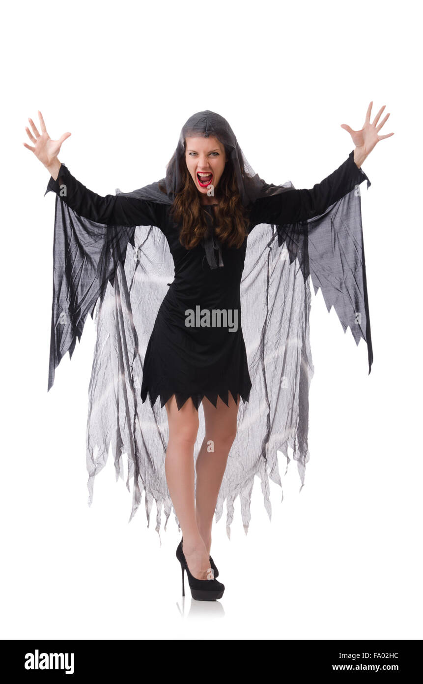 Witch isolated on white background Stock Photo - Alamy