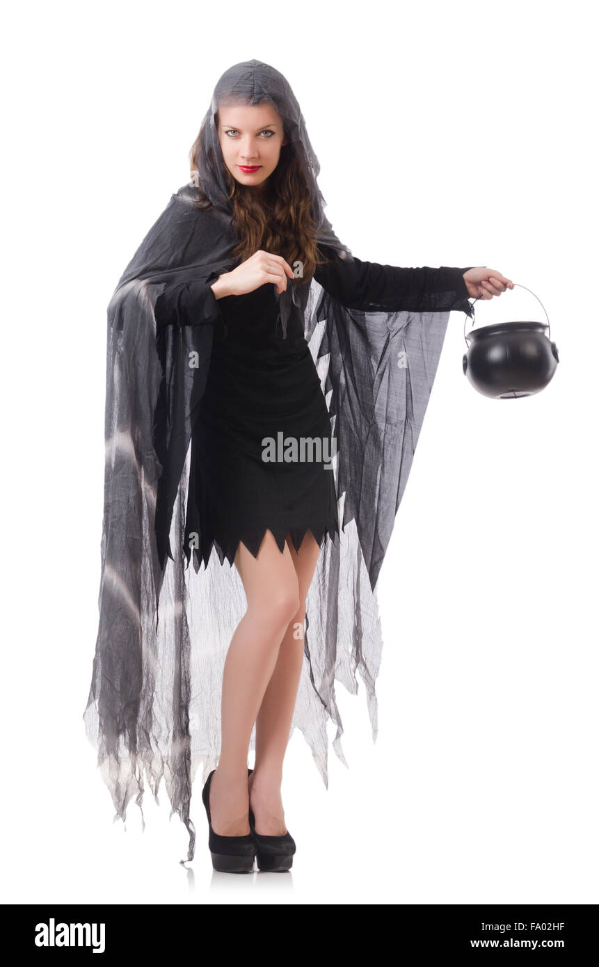 Witch isolated on white background Stock Photo - Alamy