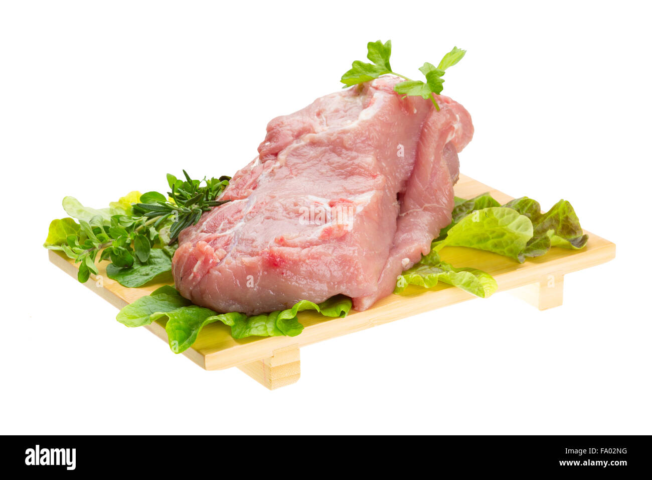 Raw pork meat with herbs and spices Stock Photo - Alamy