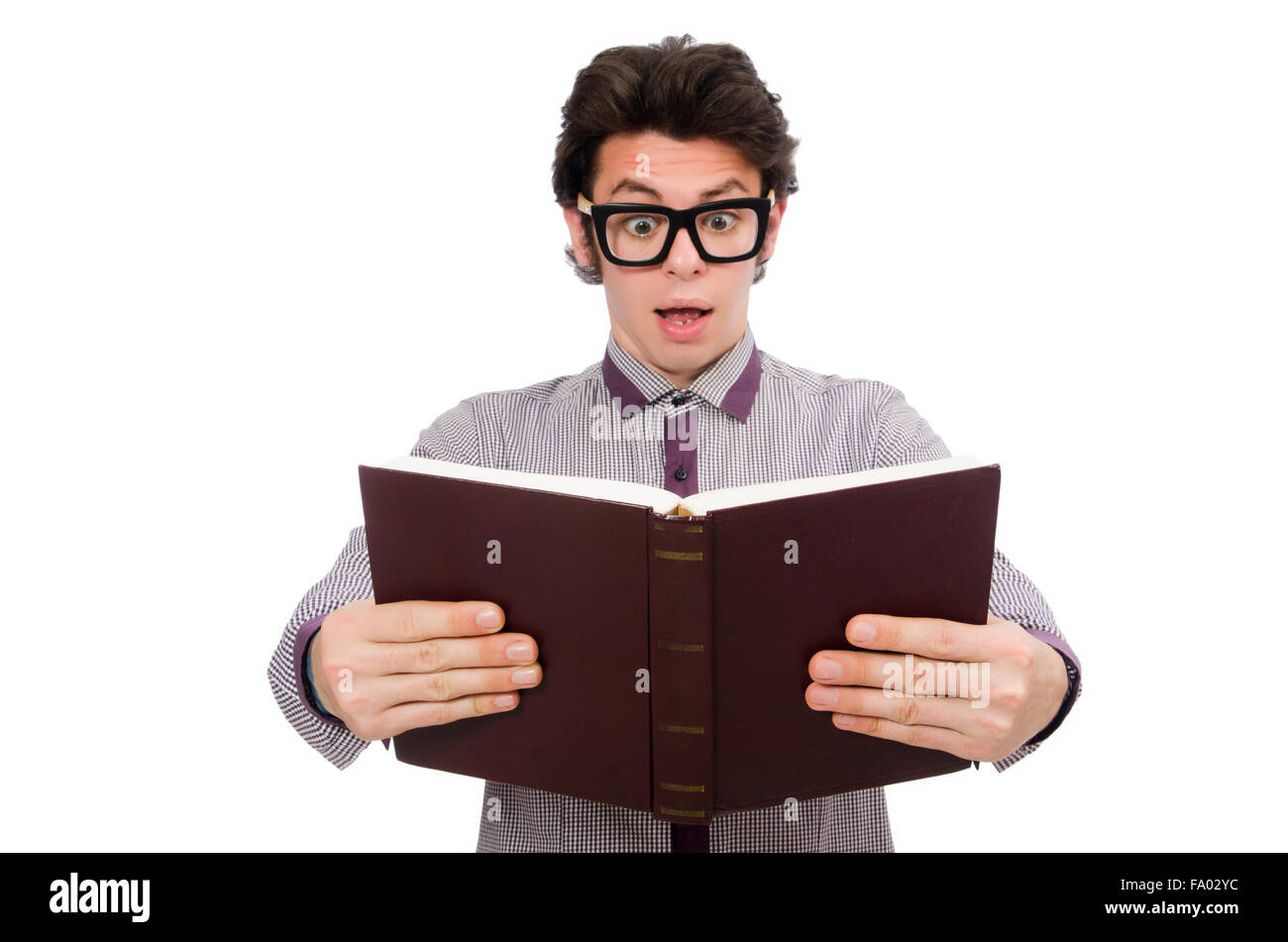 Student with book isolated on white Stock Photo - Alamy
