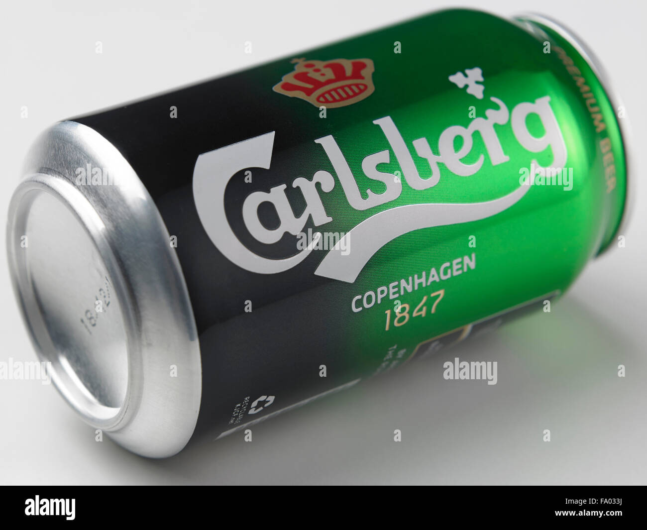 325ml can of Carlsberg lager Isolated On White Background. The ...